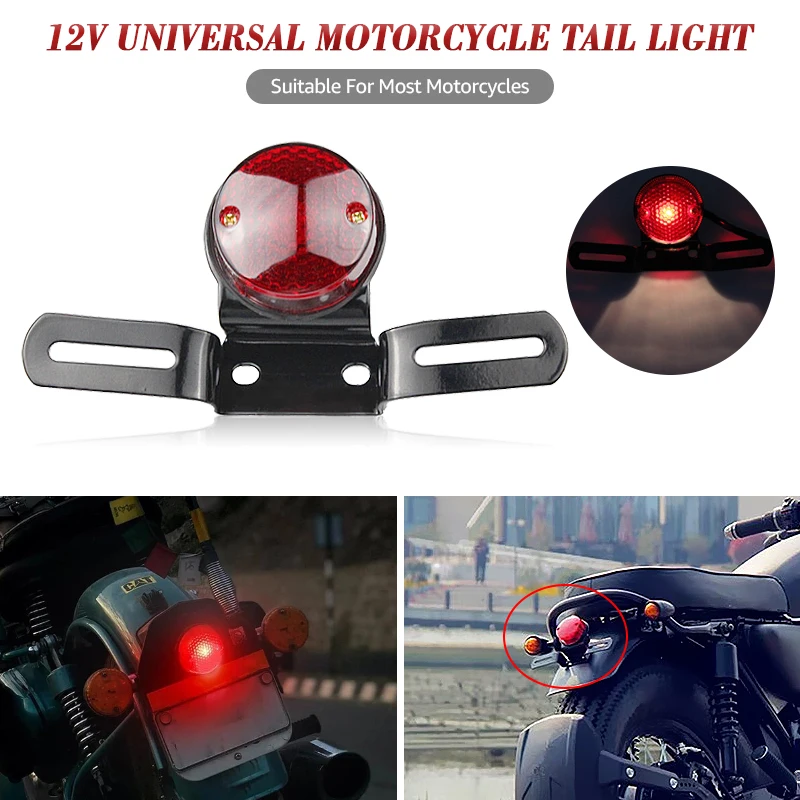 Motorcycle-Rear-Tail-Brake-Stop-Light-12V-LED-Retro-Red-Lamp-W-License ...