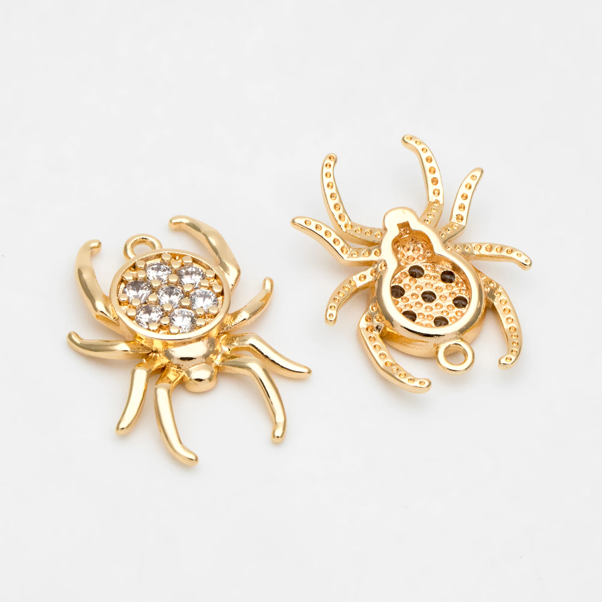 4pcs-CZ-Spider-Charms-Real-Gold-Plated-Brass-Cubic-Zirconia-Araneid ...