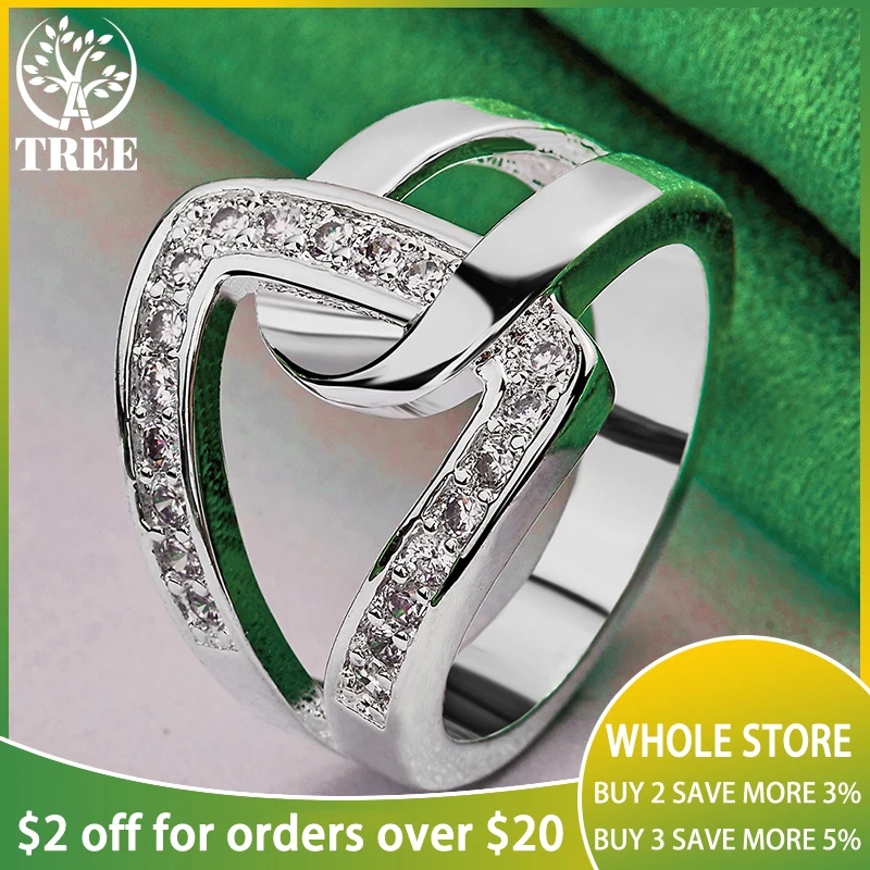 New 925 Sterling Silver Birthday Gift Zircon Geometry Rings For Women ...