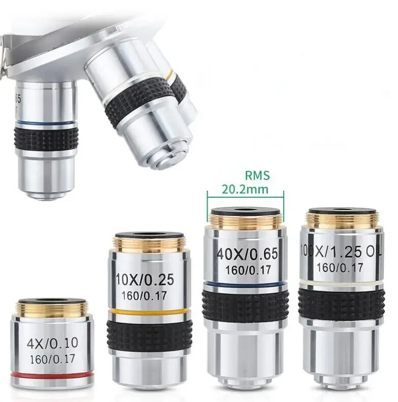 195-Series-4X-10X-40X-100X-Achromatic-Objective-Lens-With-RMS-Thread ...