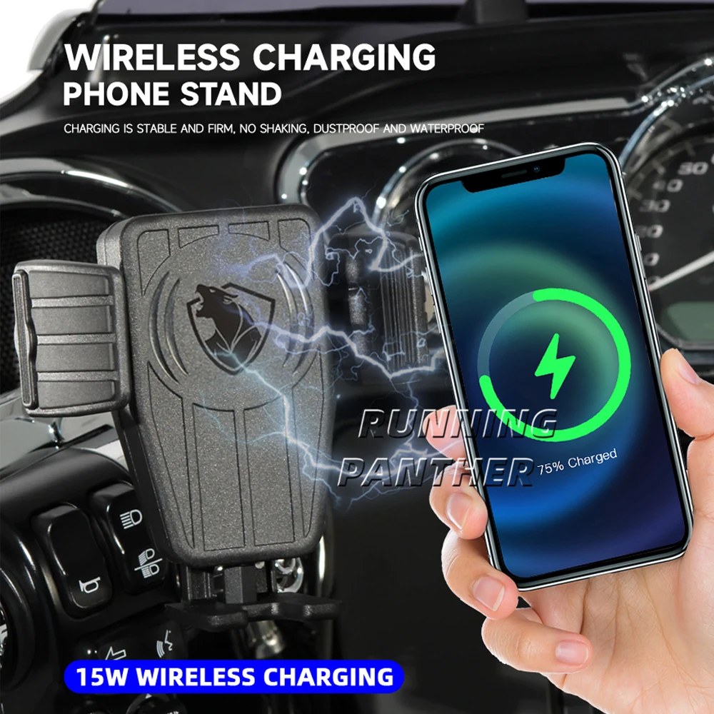 NEW Wireless Charging Motorcycle GPS Phone Holder Navigation Bracket ...