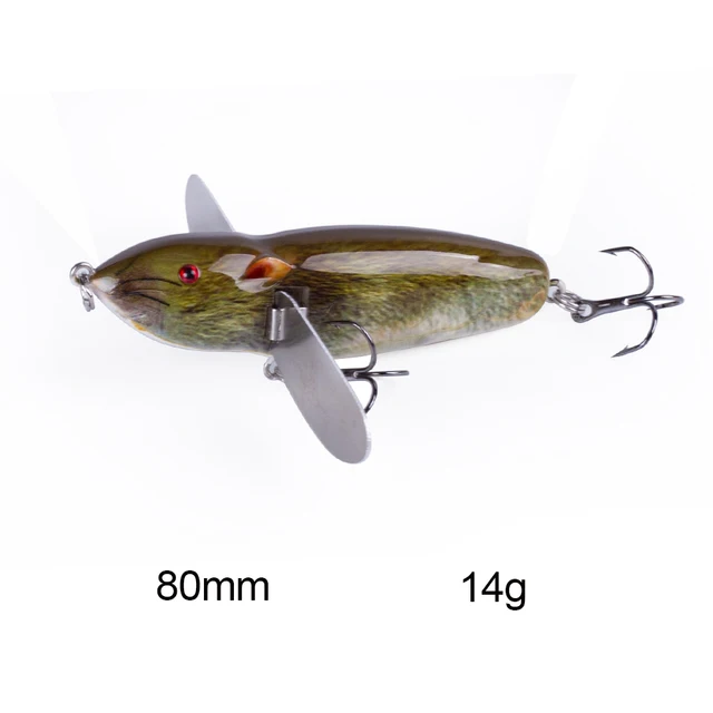 Hanlin Topwater Lure 8cm 14g Rat Bait Metal Blade Wings Hard Body ...