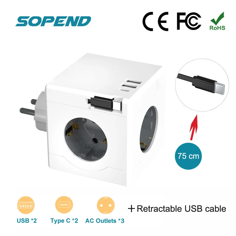 Sopend-Multi-Socket-Cube-Power-Strip-Adapter-with-3-USB-Port-and ...
