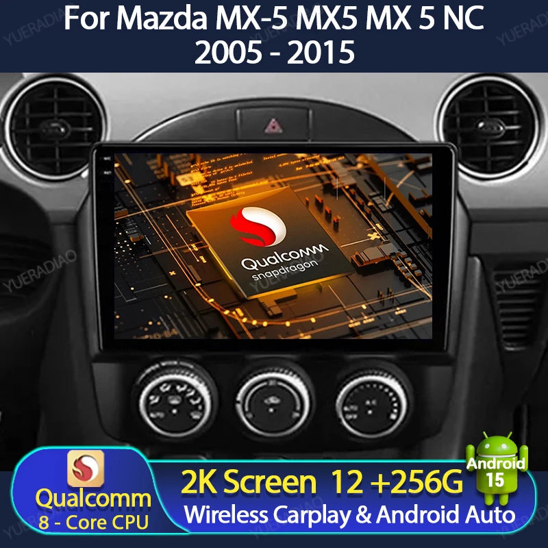 Android 15 Carplay Auto para Mazda MX-5 MX5 MX 5 NC 2005 - 2015 Radio ...