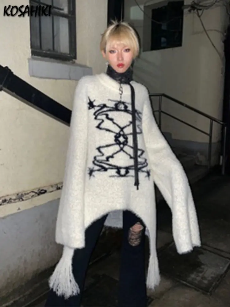 2024-Spring-Aesthetic-Cashmere-Women-Men-Sweater-Loose-Grunge-Tassel ...