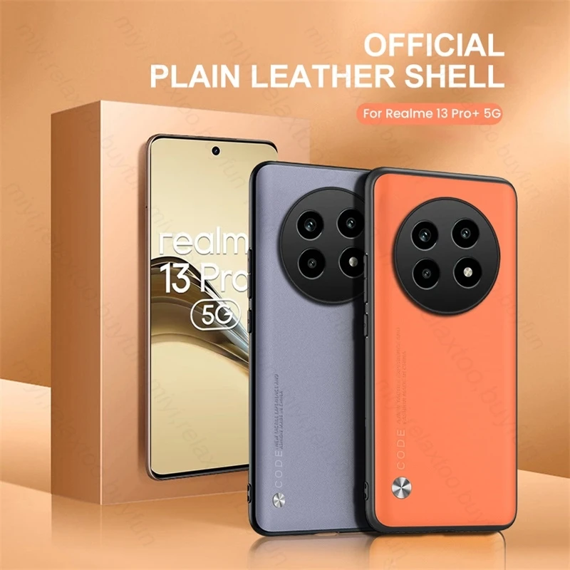 Realme13Pro-Case-Plain-Skin-Leather-Back-Cover-for-Realme-13-Pro-5G-TPU ...