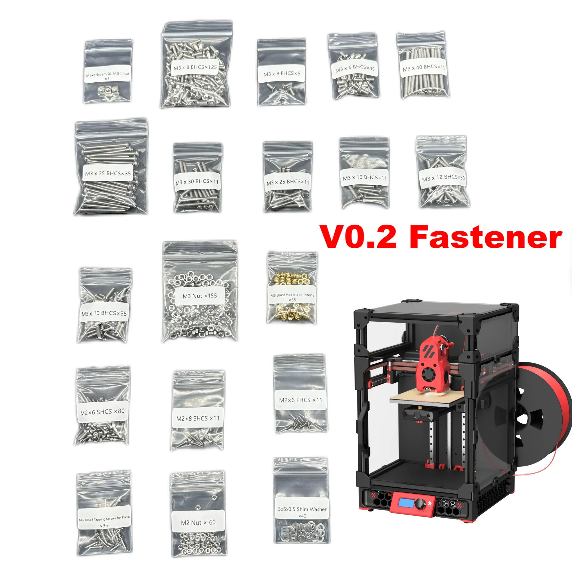 Voron 0.2 Full Set Of Fasteners 10% Extra Hardware Kit Screws Nuts Diy ...