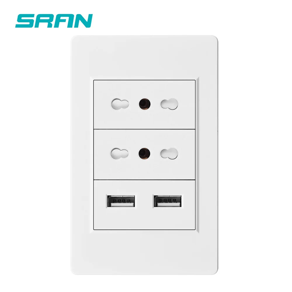 SRAN-Italy-Chile-Usb-wall-socket-16A-110V-250V-PC-Flame-retardant ...