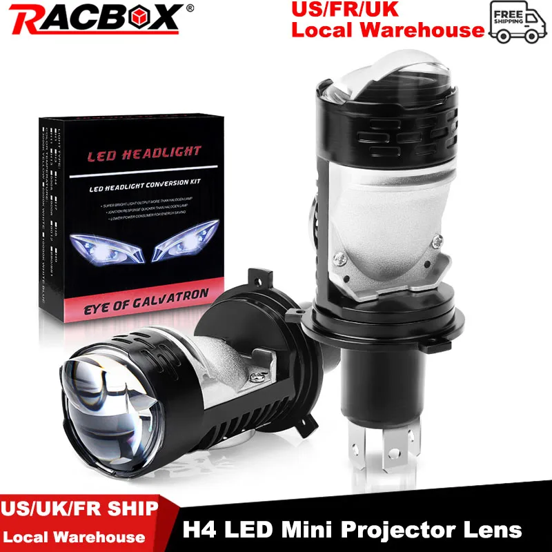 2pcs H4 LED Mini Projector Lens Headlight Bulb H4 LED Driving Lamp 100W ...