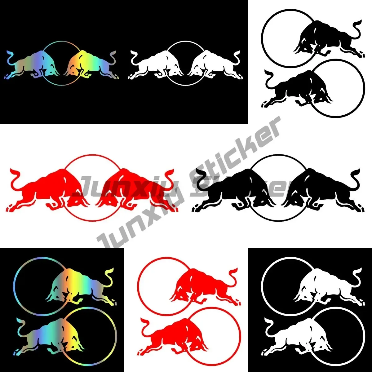 Vinyl-Decal-Car-Sticker-Angry-Bulls-with-Circle-Waterproof-Auto-Decors ...