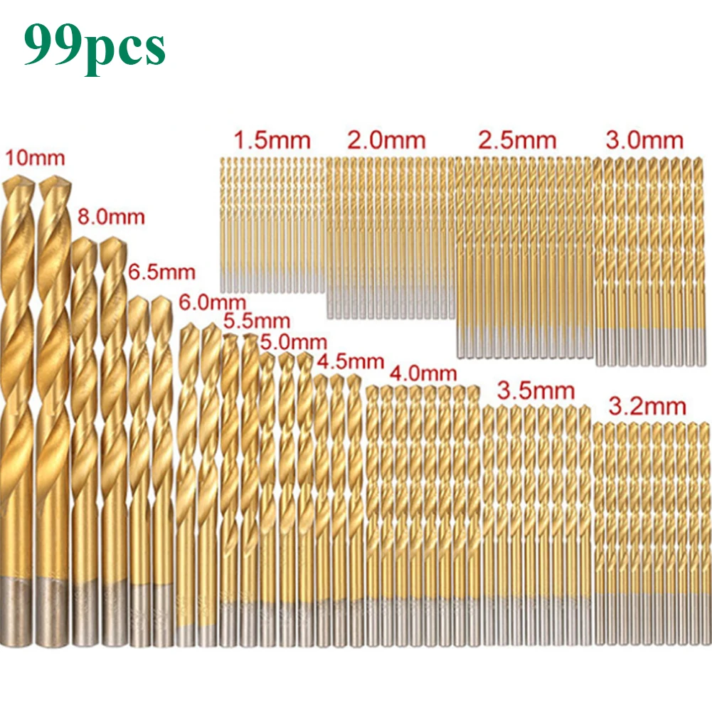 99-St-ck-1-5mm-10mm-titan-beschichtete-Bohrer-hss-Hoch-geschwindigkeit ...