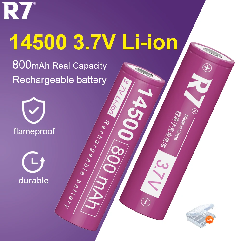 R7 800mAh AA 3.7V 14500 Li-ion Rechargeable Lithium Battery For ...