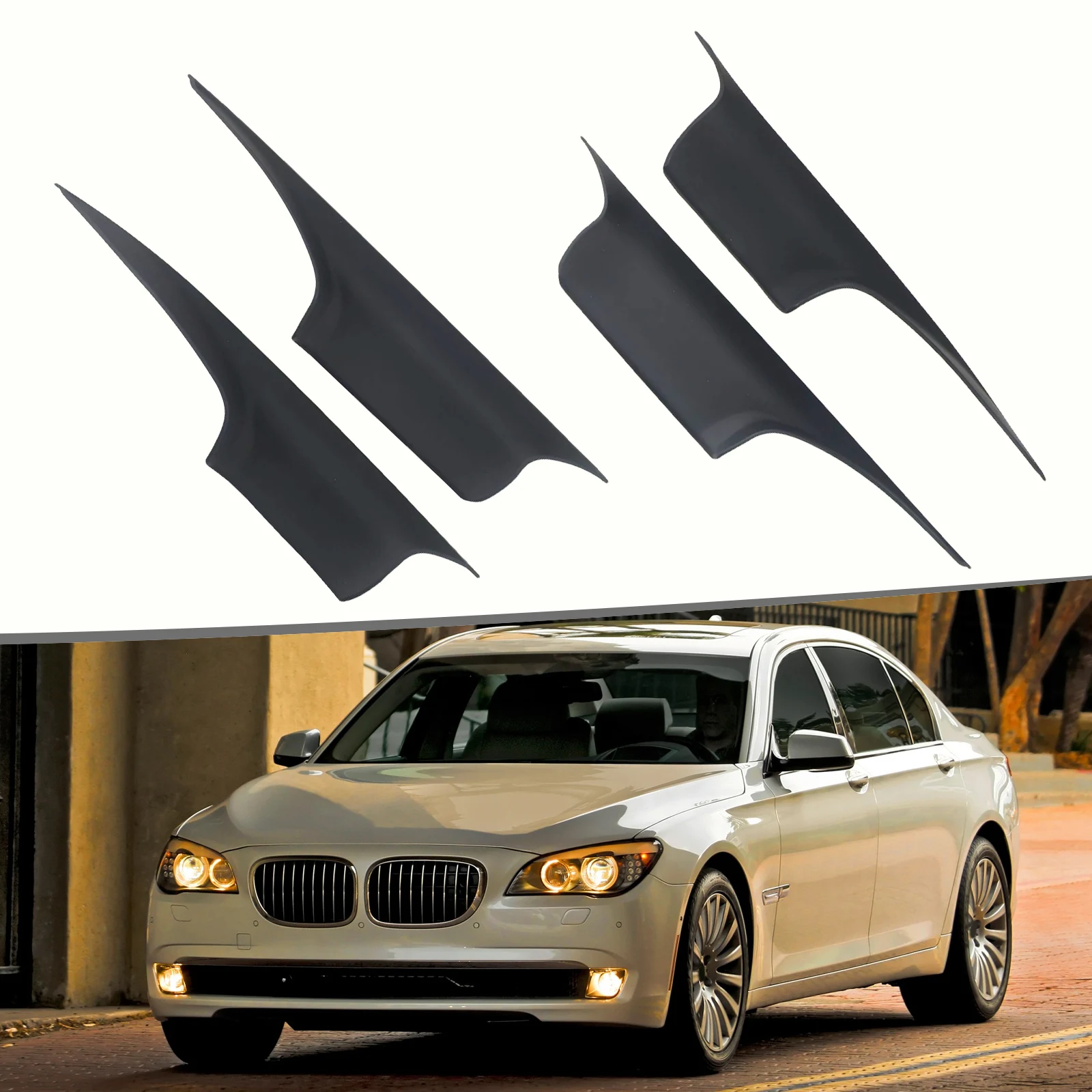 4PCS-Car-Door-Inner-Front-Handle-Brace-Black-Cover-For-BMW-7Series-F01 ...