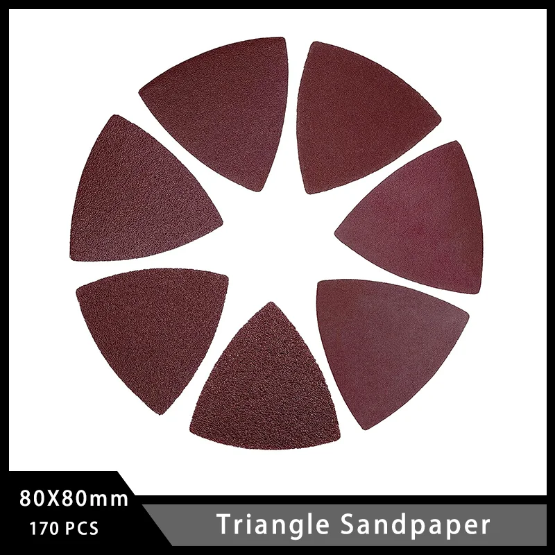 80 X 80mm Triangle Sandpaper 170 PCS Hook and Loop Sanding Disc ...