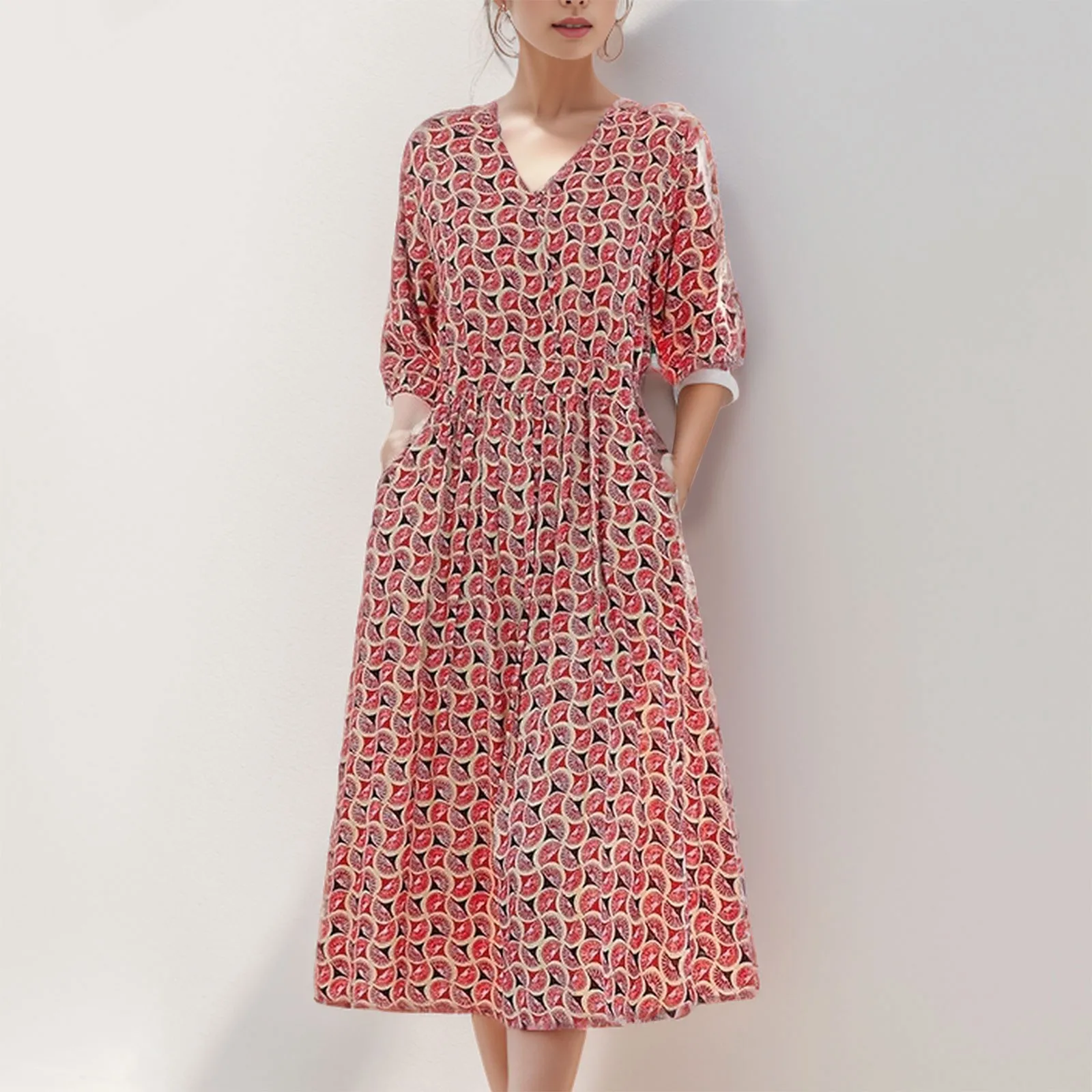 New Women's Cotton Silk Dress French Waist Slimming Summer Can Wear ...