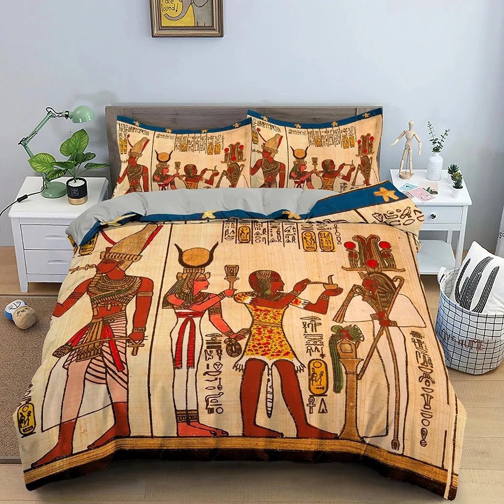 Egypt Comforter Cover Ancient Egyptian Script Duvet Cover Set For Kids ...