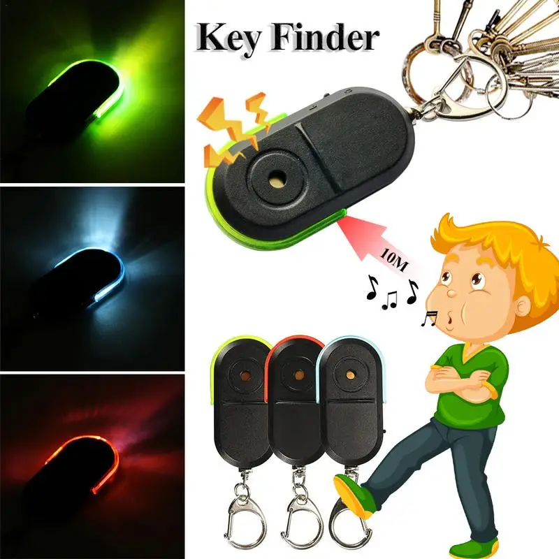 LED Whistle Key Finder Flashing Beeping Sound Control Alarm Anti Lost ...