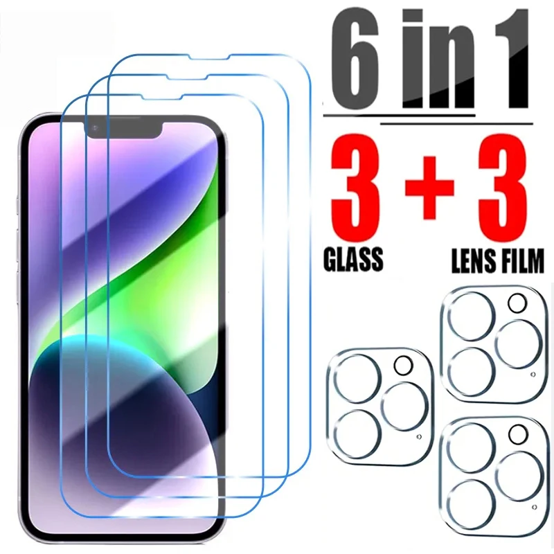 6IN1-Tempered-glass-For-iphone-14-13-12-11-15-Pro-Max-Camera-Screen ...
