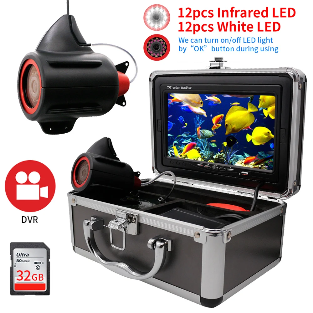 Erchang（DVR）Underwater Fishing Camera 15m Fish Finder Winter Waterproof ...