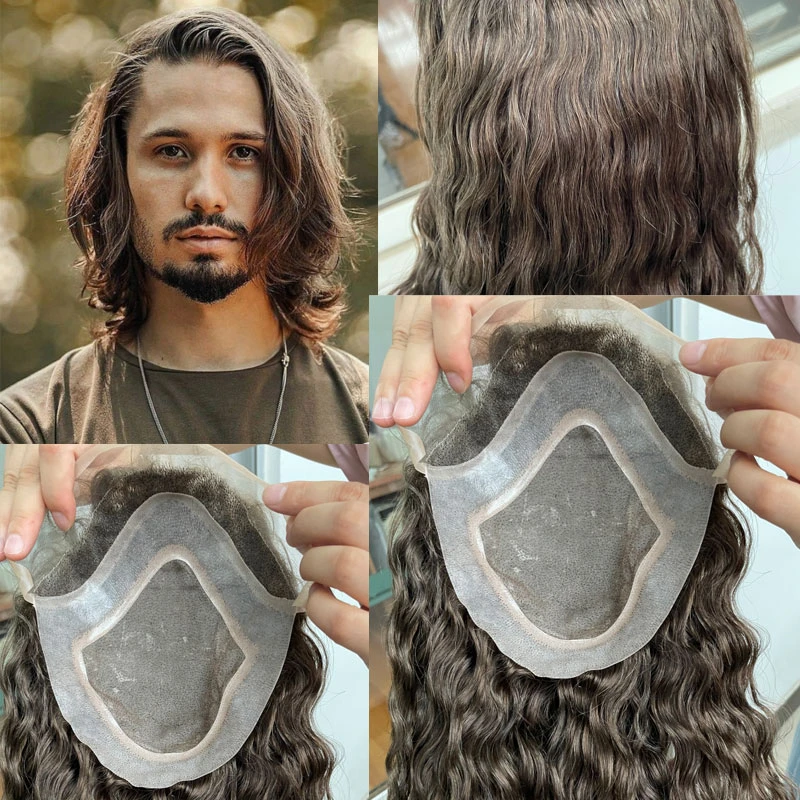 Peruca masculina 8x10humano peça de cabelo para homens fino mono peruca ...