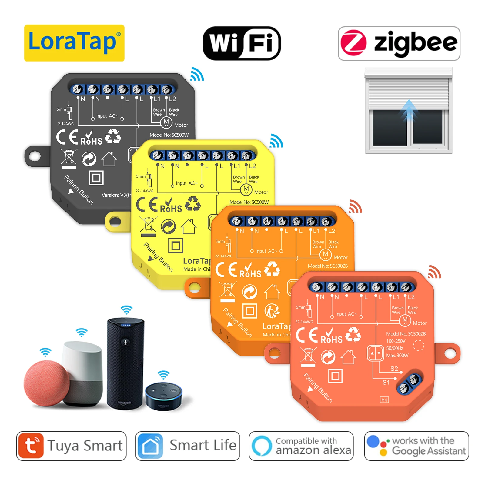 LoraTap Tuya WiFi ZigBee Curtain Blinds Module Switch Roller Shutter Motor Smart Life App Remote ...