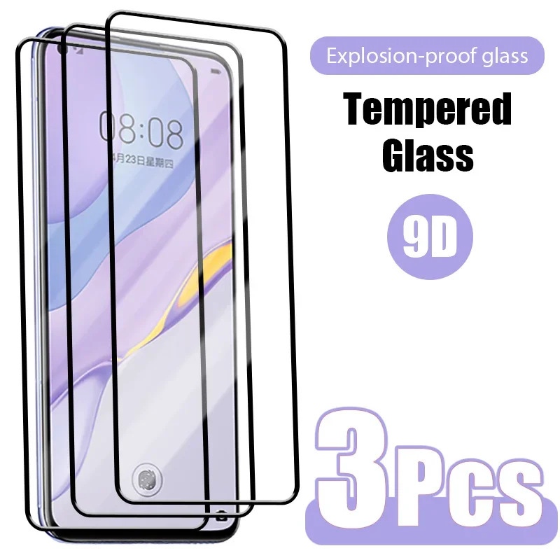 3PCS Full Cover Glass For Huawei P60 P50 P40 P30 P20 Lite Pro Screen ...