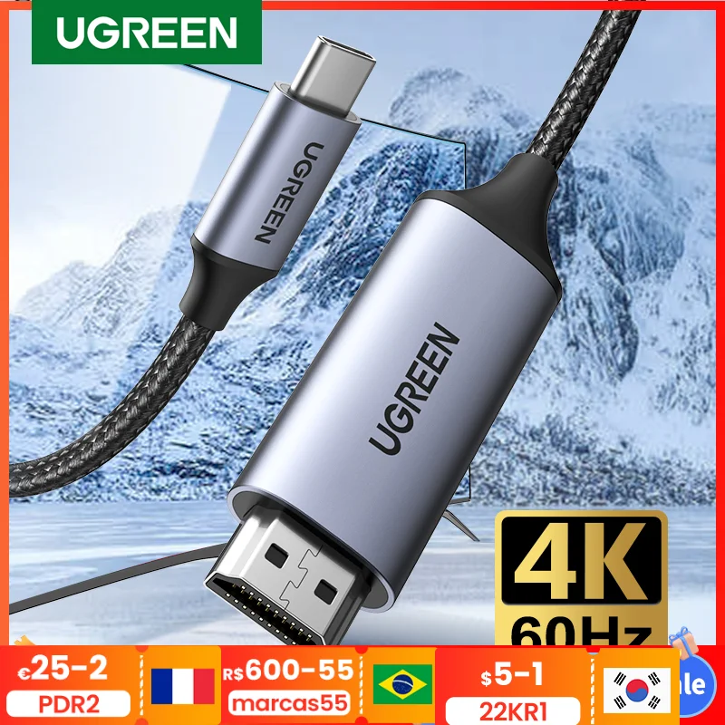 Ugreen usb c cabo hdmi 4k 60hz para tv tipo c para hdmi adaptador para ...