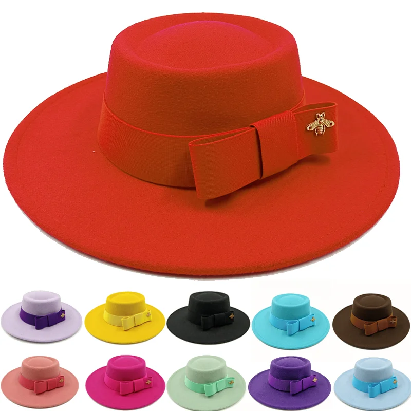 Bow-Tie-Fedora-Hat-Winter-Round-Bumpy-Surface-Flat-Top-Bow-Tie-Elastic ...