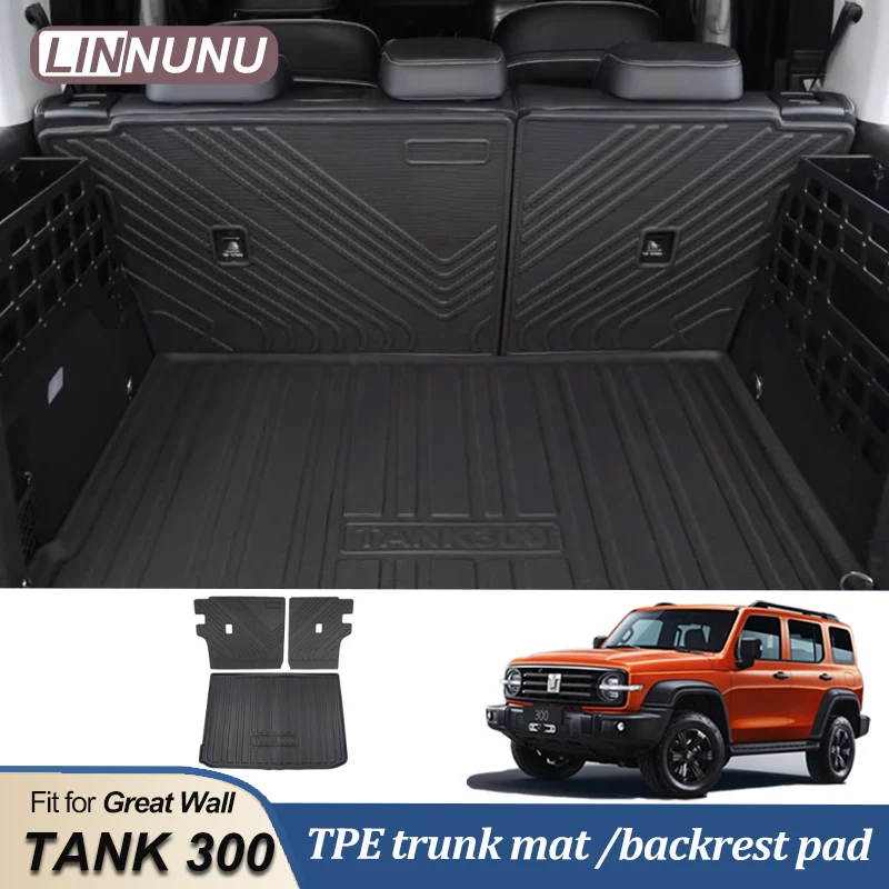 LINNUNU 3pcs Trunk mat Backret pad Tail box pad TPE fit for Great Wall ...