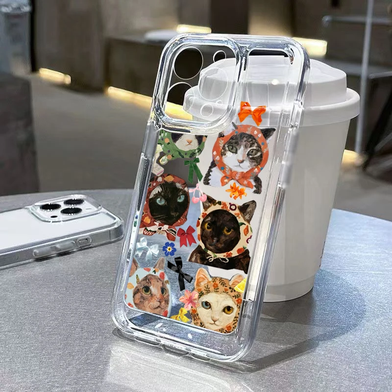 Cat Pattern Transparent TPU Phone Case - Stylish Protective Cover for ...