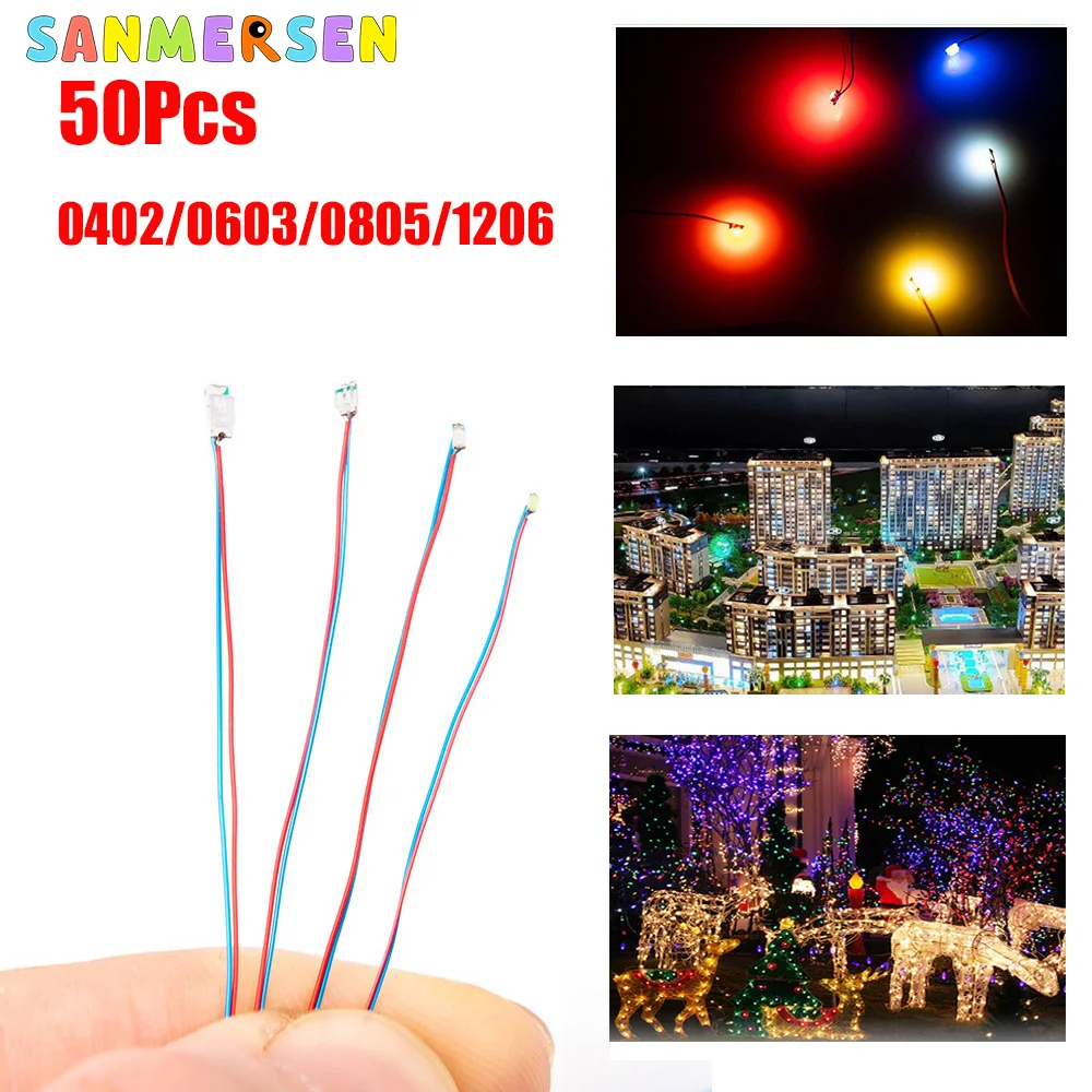 50pcs 0805 1206 SMD Lamp Wired Micro Led Pre-Soldered Micro Litz Wired ...