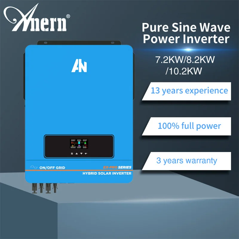 Anern 8.2KW 10.2KW Hybrid Solar Inverter Build-in Mppt 140A Controller ...