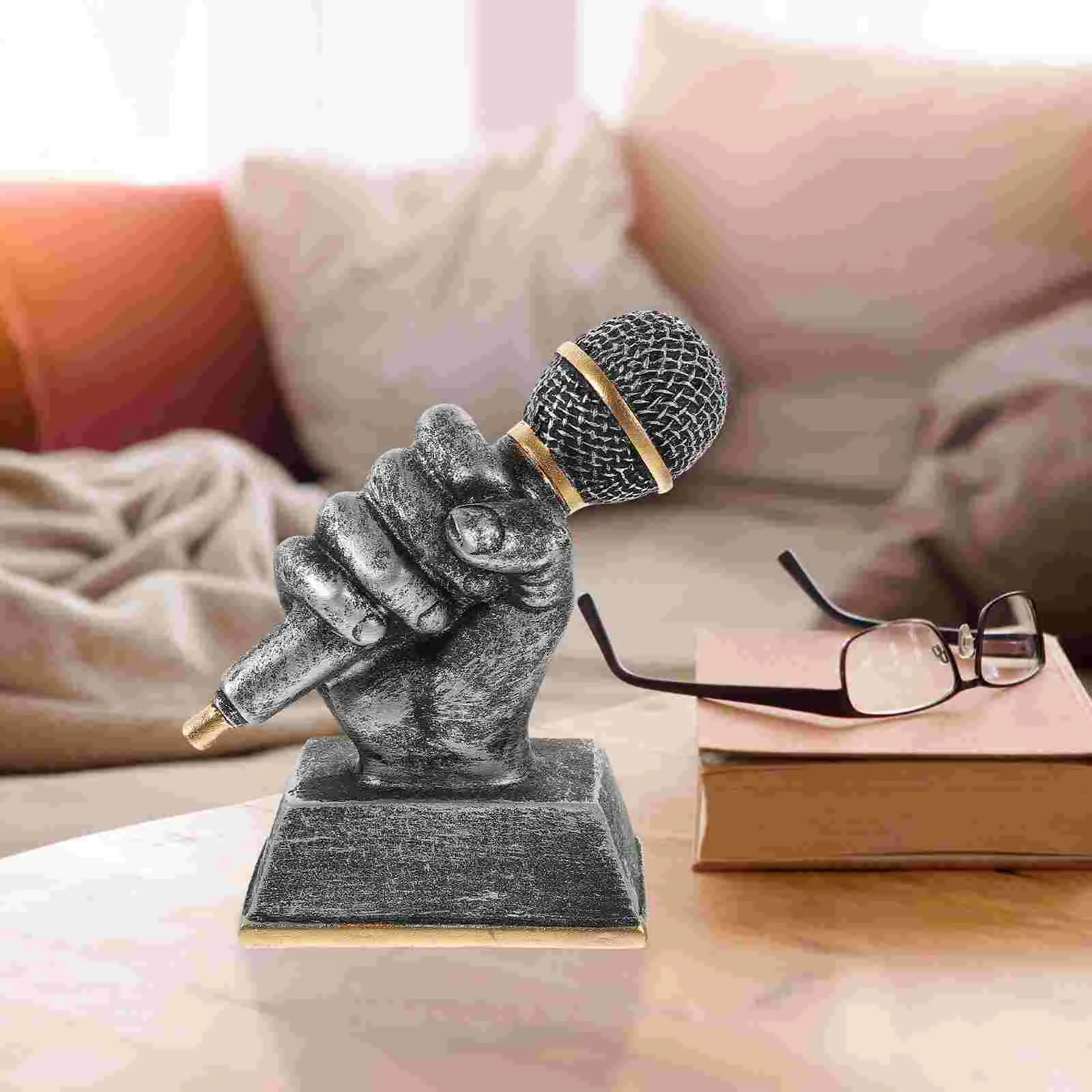Microphone Trophies Silver Singer Trophy Appreciation Gift Dance Trophy ...