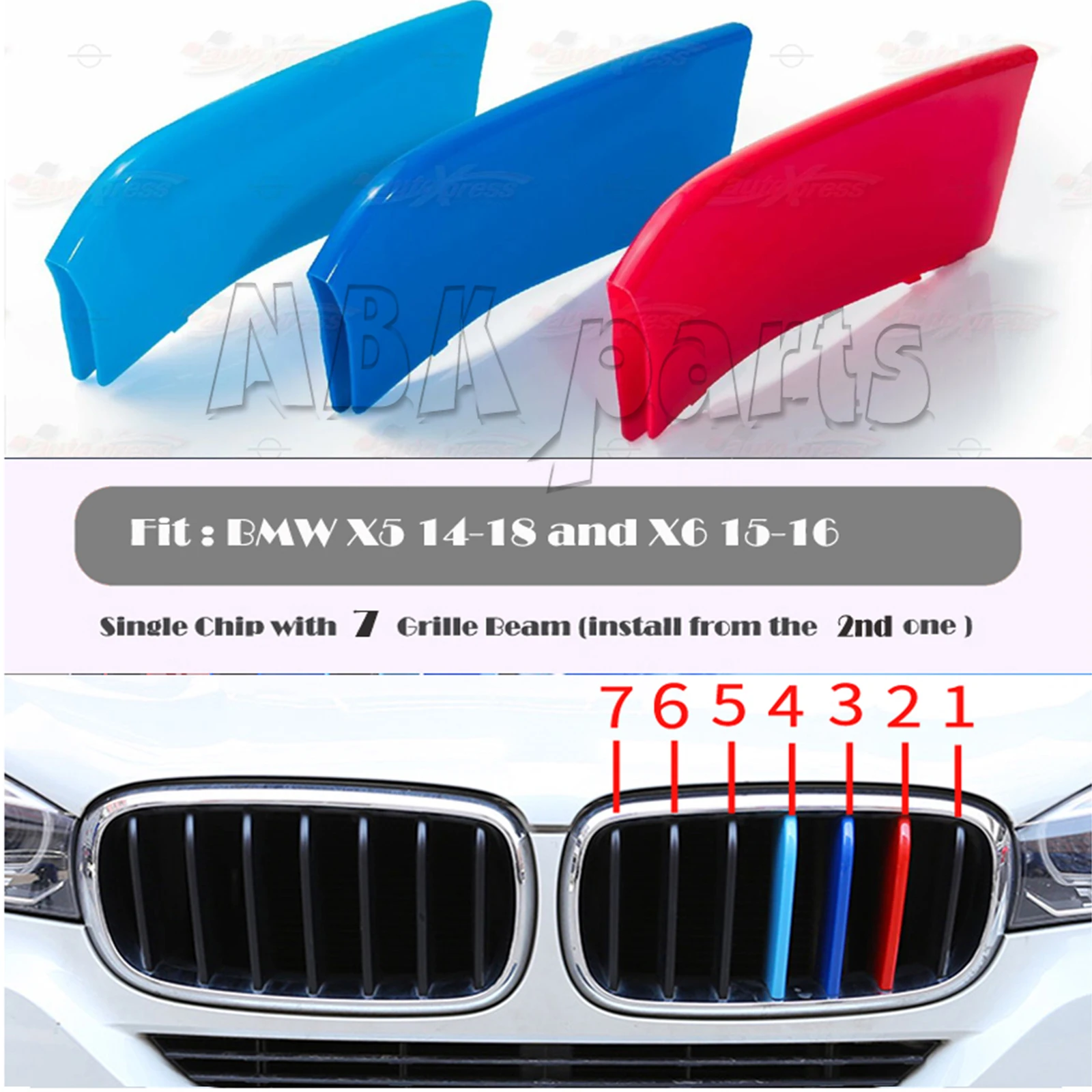 Fit 15-16 BMW X6 F16 Trim M-SPORT Design 3-Color Kidney Grille Clip ...