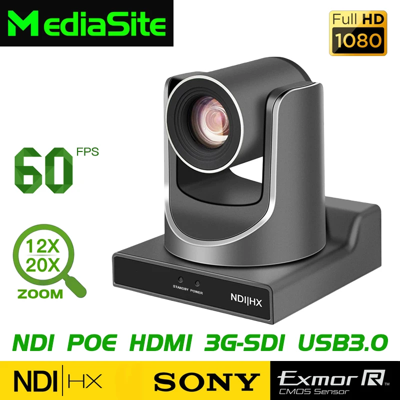 NDI-HX-Camera-20x-Zoom-60Fps-PTZ-Broadcast-Camera-SDI-HDMI-USB3-0 ...
