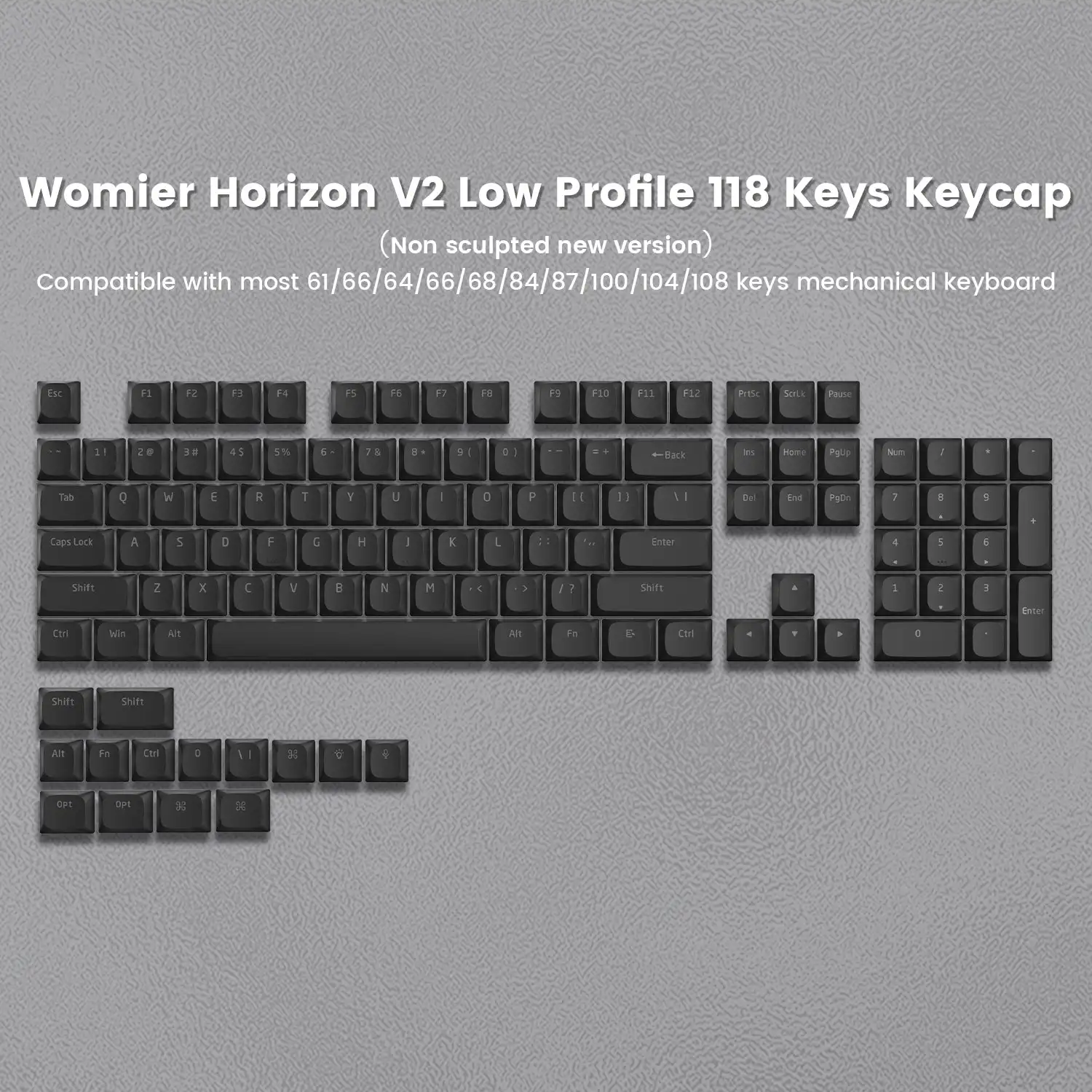 WOMIER-Low-Profile-Keycaps-118-Keys-Shine-Through-Key-Cap-for-60-65-75 ...