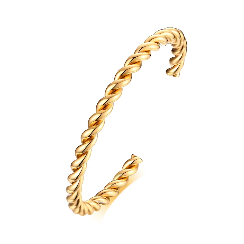Twisted Bangle Open Cuff Bracelet 100% Stainless Steel Rope Twisted ...