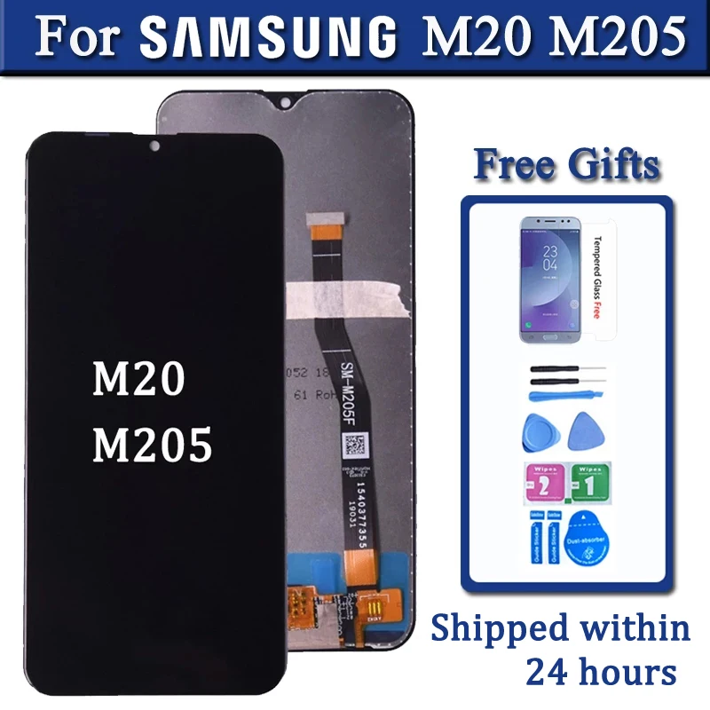 삼성 갤럭시 M20 M205 M205F SM M205F DS LCD 디스플레이, 터치 스크린 디지타이저 어셈블리 포함, 6.3 ...
