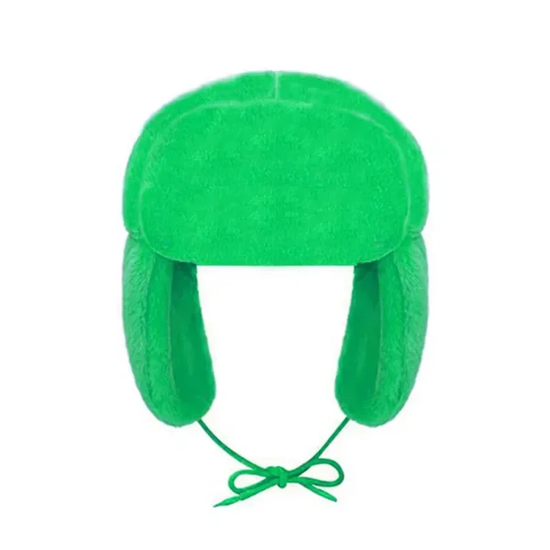 Blue Brown Green Winter Warm Solid Color Lei Feng Hat Ushanka Hat Cute ...