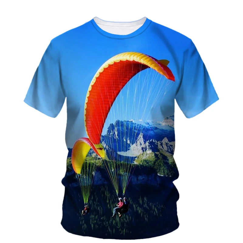 3d-Printed-Parachute-Paraglider-T-Shirt-For-Men-Summer-Fashion-Street ...