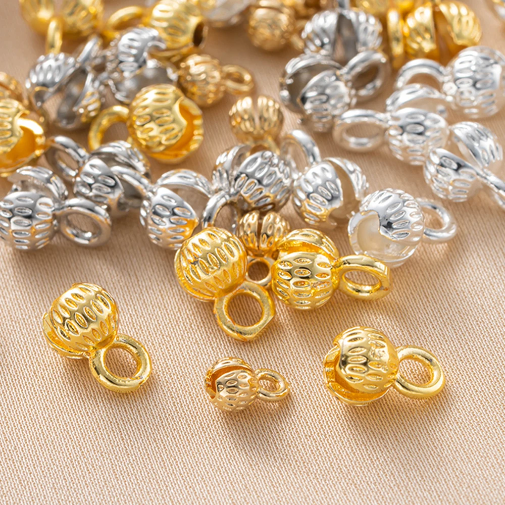 10pcs 14K Gold Plated Crimp End Beads Tip Ball Chain Connector For DIY ...