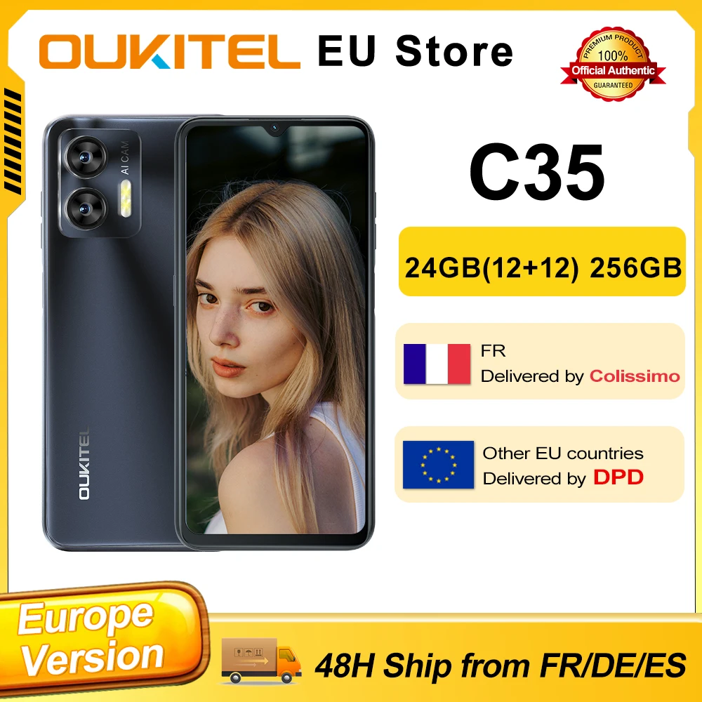 OUKITEL C35 Android 13 Smartphone 24 GB (12 + 12) 256 GB 6,56 Zoll HD ...
