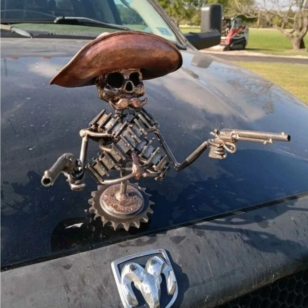 Car-Dashboard-Ornaments-Unique-Cowboy-Skull-Gunner-Hood-Decoration ...