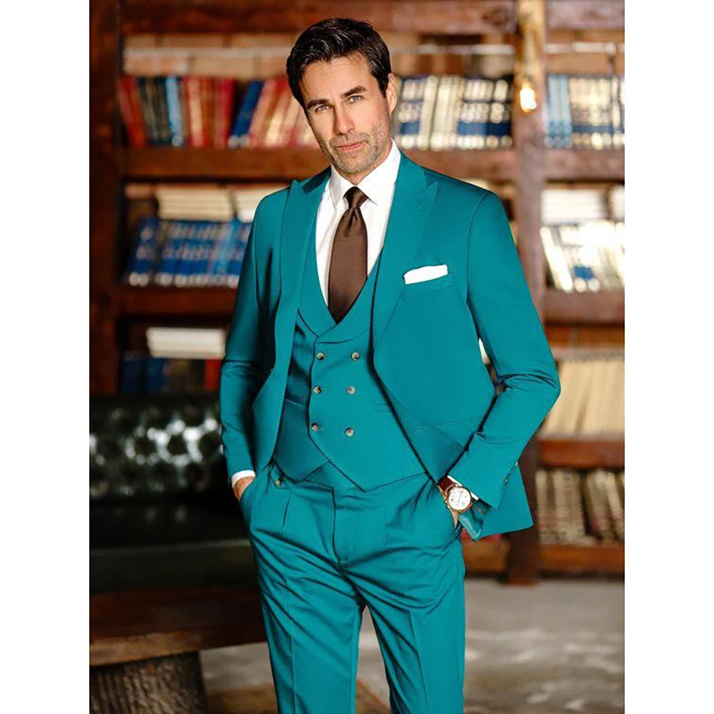 Solid-Color-Single-Breasted-Men-s-Suit-Three-pieces-Jacket-Pants-Vest ...