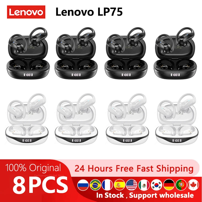 Lenovo-auriculares-inal-mbricos-LP75-originales-aud-fonos-deportivos-con-Bluetooth-gancho-para ...