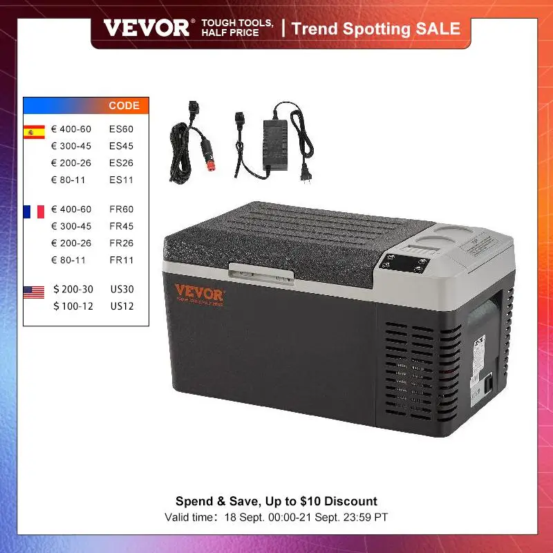 VEVOR-Mini Réfrigérateur Portable à Zone Unique, Compresseur de Glacière, 20L, 21Qt, pour ...
