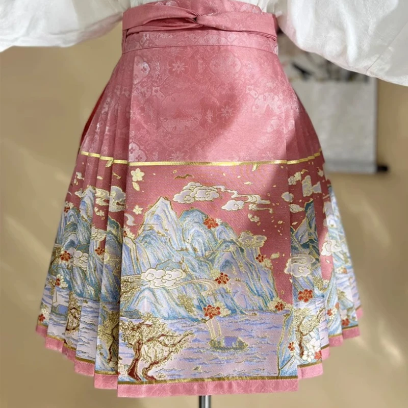 Chinese-Style-Improved-Hanfu-Exquisite-Landscape-Printed-Mini-Skirt-for ...