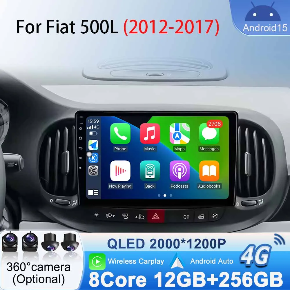 Android 15 for Fiat 500L 2012 - 2017 Car Radio Stereo Multimedia Video ...