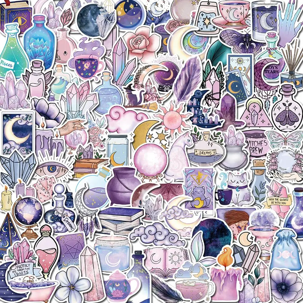50-100PCS-Moon-Purple-Crystal-Stickers-Vintage-For-DIY-Girls-Notebook ...