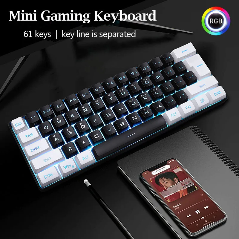 RGB-Keyboard-game-Mini-61-tombol-Keyboard-Mekanikal-portabel-dapat ...